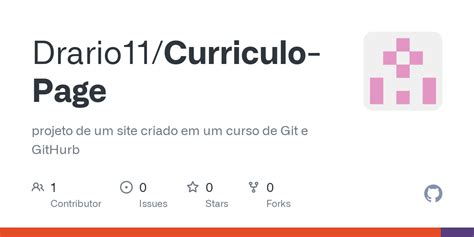 GitHub Drario Curriculo Page Projeto De Um Site Criado Em Um Curso De Git E GitHurb