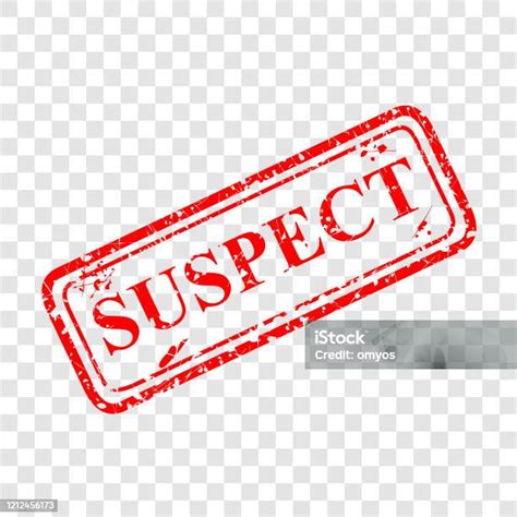 간단한 벡터 스크래치 직사각형 빨간 고무 스탬프 용의자 투명 효과 배경 의심에 대한 스톡 벡터 아트 및 기타 이미지 의심