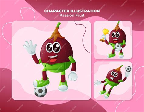 Premium Vector Cute Passion Fruit Characters Playing Soccer