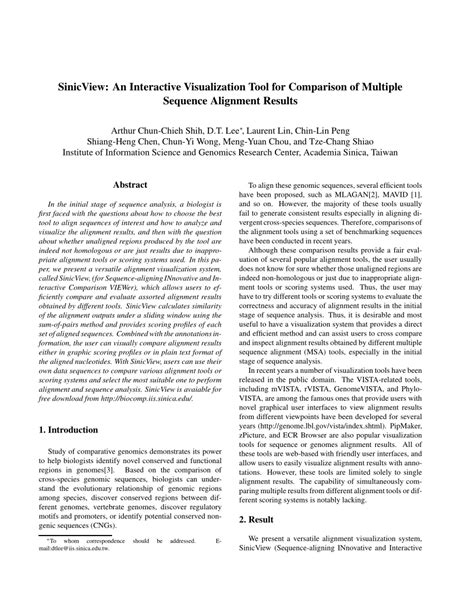 Pdf Sinicview An Interactive Visualization Tool For Comparison Of Multiple Sequence Alignment