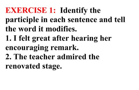 Participles And Participial Phrases Worksheet