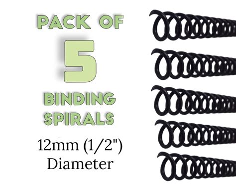 5 Pack 1 2 Binding Spirals For Spiral Binding Documents Planners And More