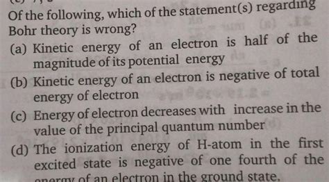 [answered] Of The Following Which Of The Statement S Regarding Bohr