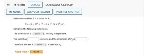 Solved Determine Whether S Is A Basis For P3