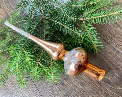 Antique Christmas Glass Tree Topper 27cm Vintage Topper 1970s