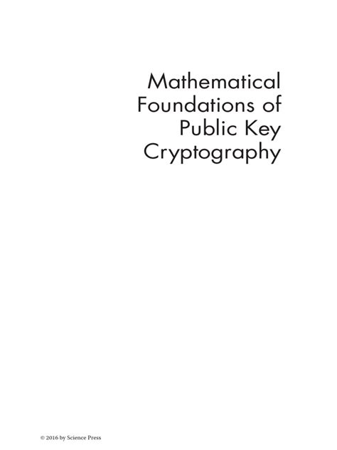 Mathematical Foundations Of Public Key Cryptography Pdf