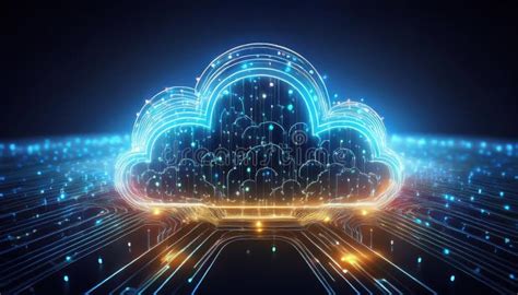 Glowing Cloud Shape Made Of Interconnected Nodes Symbolizing Data Connectivity And Technology