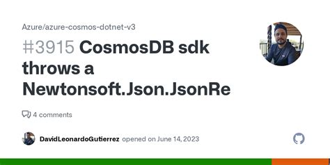 Cosmosdb Sdk Throws A Newtonsoftjsonjsonreaderexception · Issue