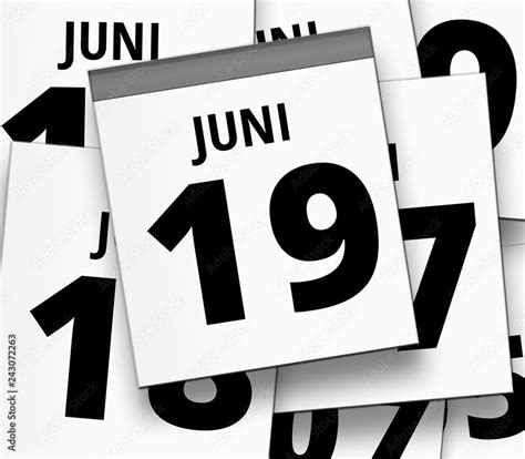 ภาพประกอบสต็อก Abreißkalender Blatt Vom 19 Juni Und Abgerissene