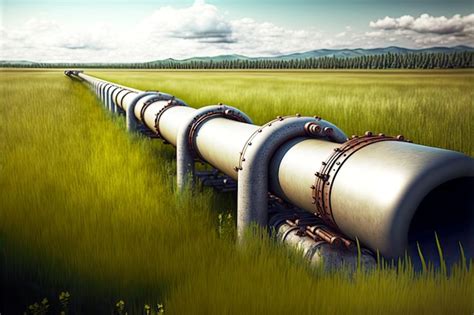 Premium Photo Metal Gas Pipeline Laid Along Meadow In Field
