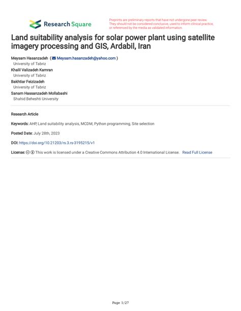 Pdf Land Suitability Analysis For Solar Power Plant Using Satellite Imagery Processing And Gis
