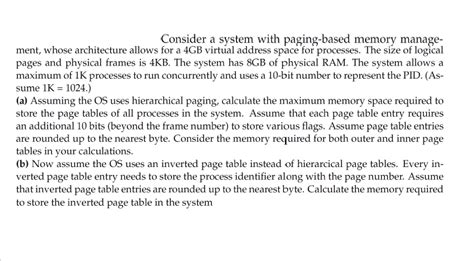 Solved Consider A System With Paging Based Memory