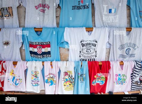 Souvenirs on sale to tourists at shops in the old city of Dubrovnik ...