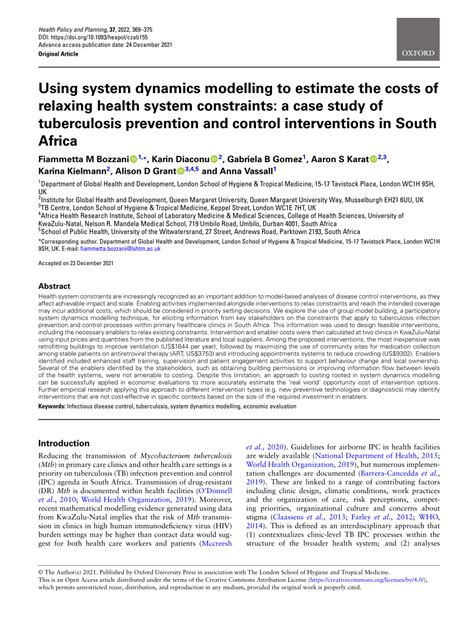 Pdf Using System Dynamics Modelling To Estimate The Costs Of Relaxing Health System