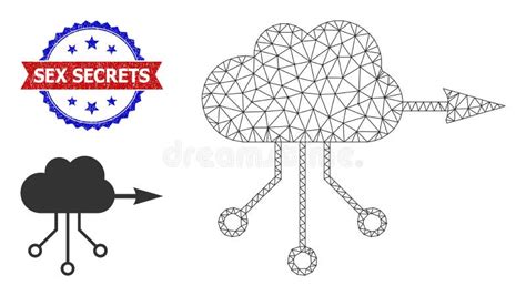 Polygonal Mesh Vpn Cloud Icon And Scratched Bicolor Sex Secrets Stamp Stock Vector