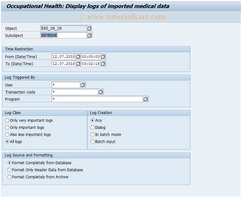 EHSPRANZ SAP Tcode Display Med D Import Logs