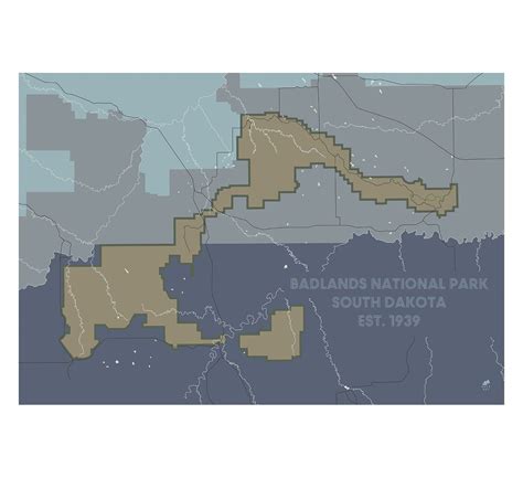 Badlands National Park Poster National Park Map Muir Way National
