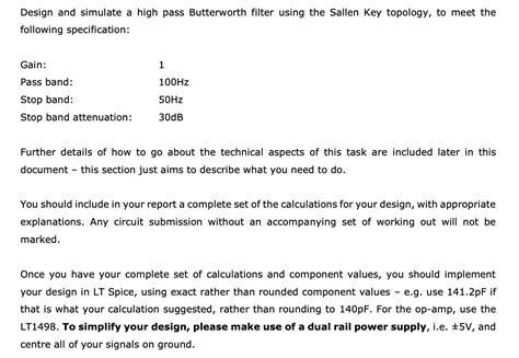 Design And Simulate A High Pass Butterworth Filter Chegg