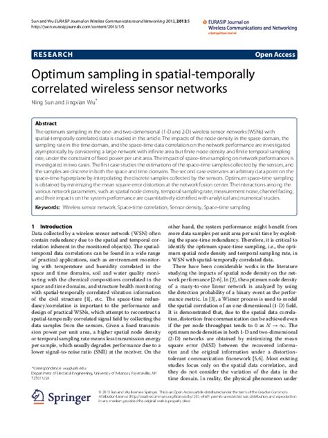 pdf optimum sampling in spatial temporally correlated wireless sensor