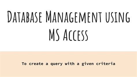 Database Management Using Ms Accesspdf