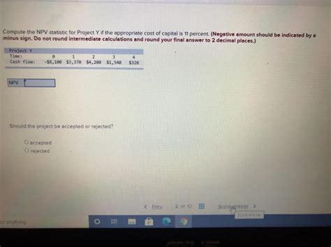 Solved Compute The NPV Statistic For Project Y If The Chegg Com