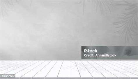 흰색 나무 바닥에 그림자가 있는 시멘트 질감 벽 벽 방과 나무 테이블 질감에 야자수가 있는 회색 콘크리트 배경 제품 디스플레이 프레젠테이션을 위한 벡터 배경 배경 콘크리트에
