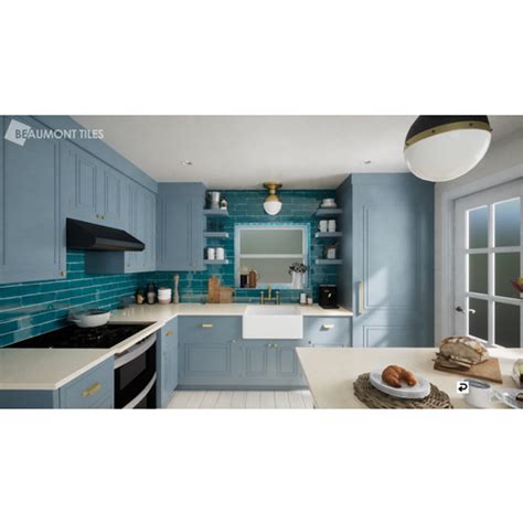 Boulevard Teal Structured Gloss Tile Beaumont Tiles