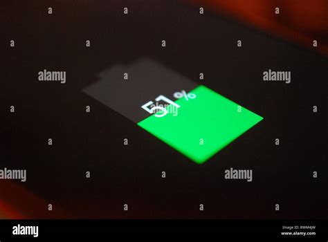 Battery Indicator Level On A Smartphone Screen Shallow Dof Image Stock Photo Alamy