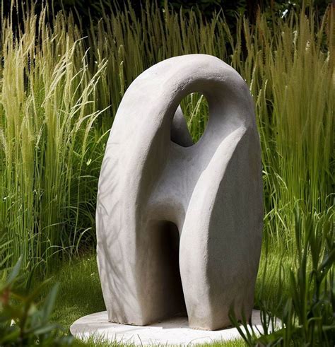 Abstract Concrete Garden Statue In Long Grass Concrete Craft