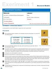 Experiment 1 Structural Models And Bonding Exploration Course Hero