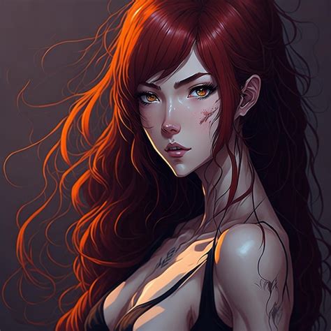 Premium Photo A Hot Adult Anime Girl With Stylish Red Hair Cute Anime Girl Hot Girl