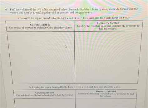 Solved Find The Volume Of The Two Solids Described Below Chegg Com