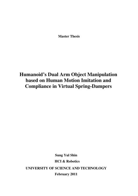 Pdf Humanoids Dual Arm Object Manipulation Based On Human Motion Imitation And Compliance In