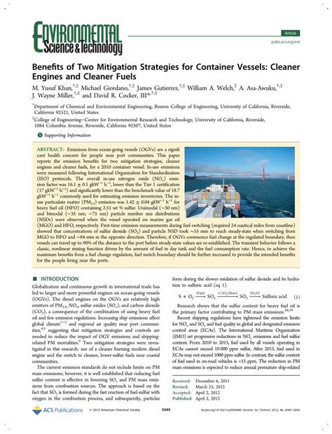 Pdf Benefits Of Two Mitigation Strategies For Container Vessels