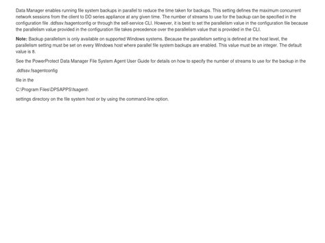File System Parallel Backup Settings Dell Powerprotect Data Manager File System Backup And