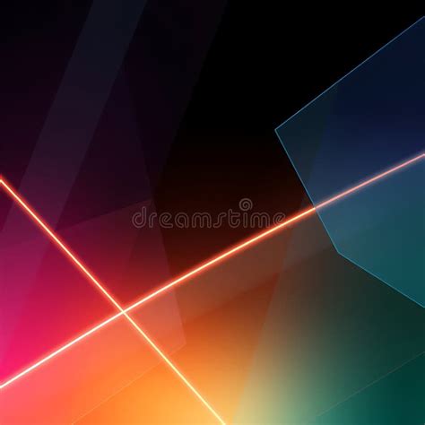 A Digital Art Style Background With Abstract Geometric Shapes And Neon Colors Stock Illustration