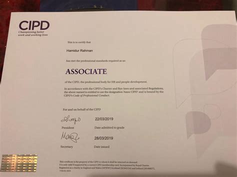 Hamidur Rahman Assoc Cipd On Linkedin My Cipd Certificate Has Arrived Im So Happy To Have