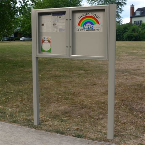 Icarus Outdoor External Double Door Noticeboard With D Posts Church