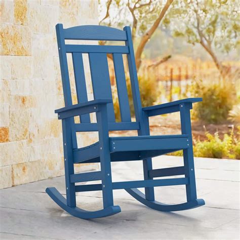 Have A Question About Lue Bona Navy Blue Plastic Adirondack Outdoor Rocking Chair Porch Rocker