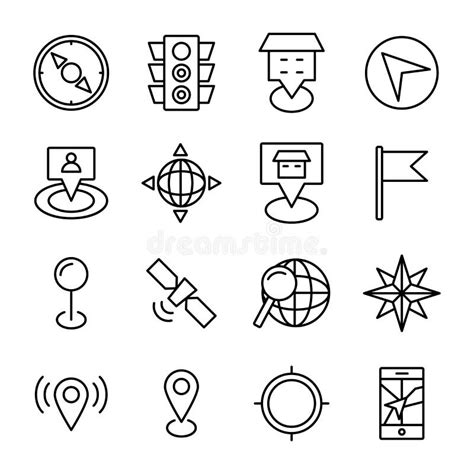 Map And Navigation Line Icons Stock Vector Illustration Of Direction Location 99104595