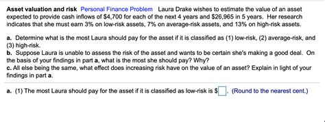Solved Asset Valuation And Risk Personal Finance Problem Chegg Com
