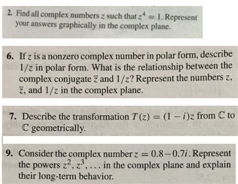 Solved Find All Complex Numbers Z Such That Z Chegg