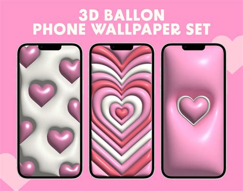 D Hearts Phone Wallpaper Cute Wallpaper Cute Hearts Puffy Shapes