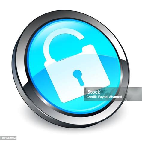 잠금 해제 아이콘 3d 시안 파란색 둥근 버튼 0명에 대한 스톡 벡터 아트 및 기타 이미지 0명 3차원 형태 맹꽁이자물쇠 Istock