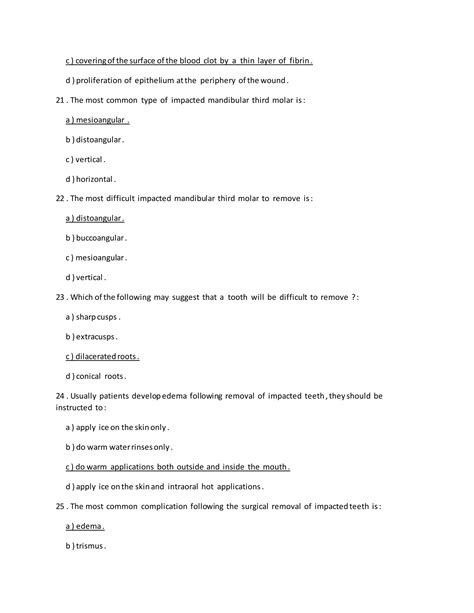Mcq Of Impacted Teeth Pptx