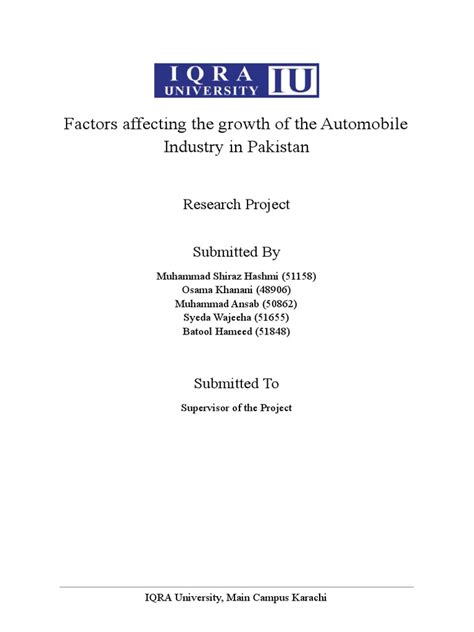 Factors Affecting The Growth Of The Automobile Industry In Pakistan Pdf Coefficient Of