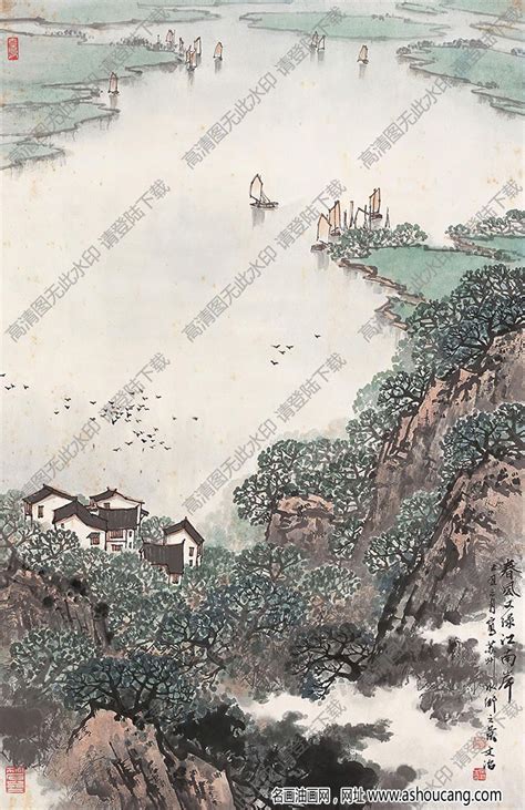宋文治国画 春风又绿江南岸2 高清大图下载 名画油画网