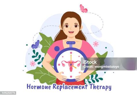 Hrt 또는 호르몬 대체 요법 약어 벡터 일러스트레이션 치료 및 호르몬 약물 건강 관리 만화 손으로 그린 템플릿 Hrt 제에 대한 스톡 벡터 아트 및 기타 이미지 Istock