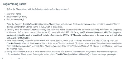 Solved Programming Tasks 1 Define The Planet Struct With
