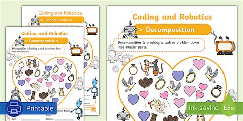 Grade 2 Robotics And Coding Valentines Day Decomposition